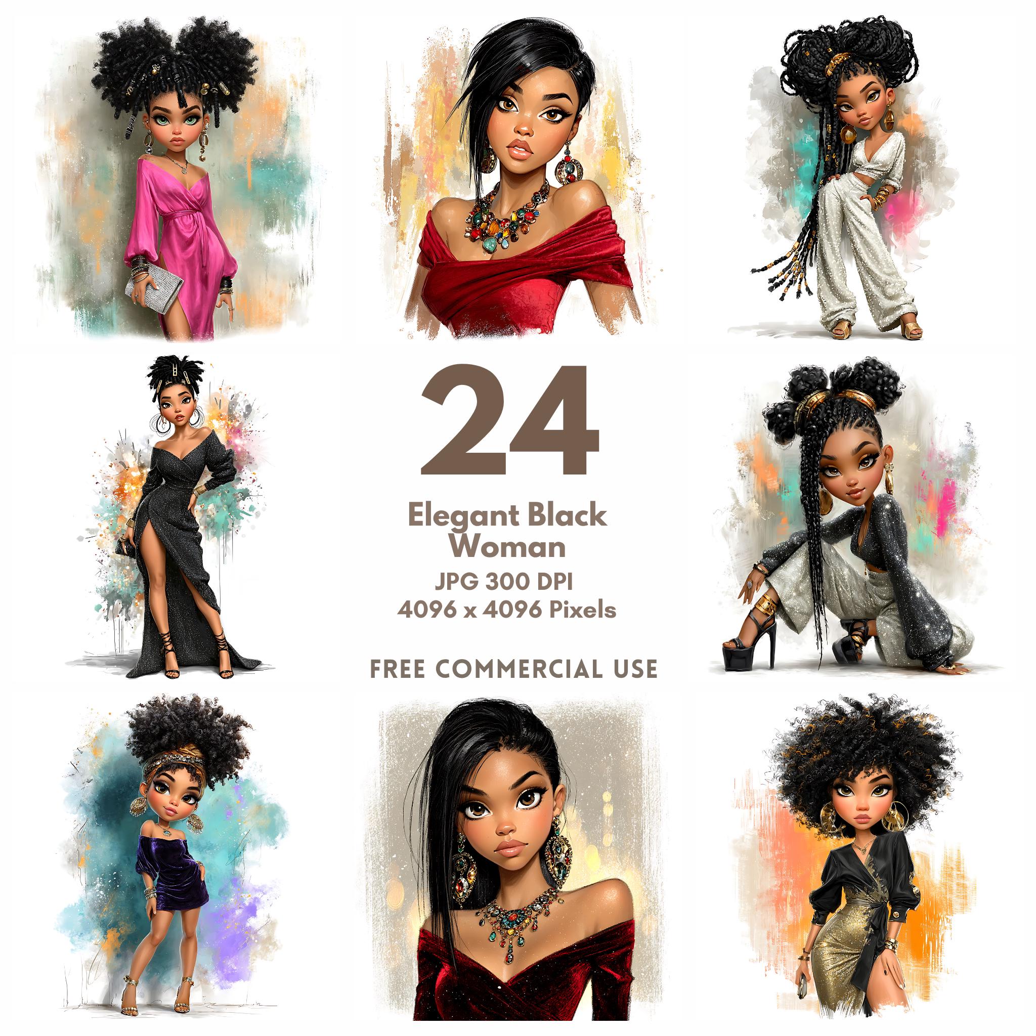 Elegant Black Woman Clipart Bundle: Art Wise Queen (digital Download ...