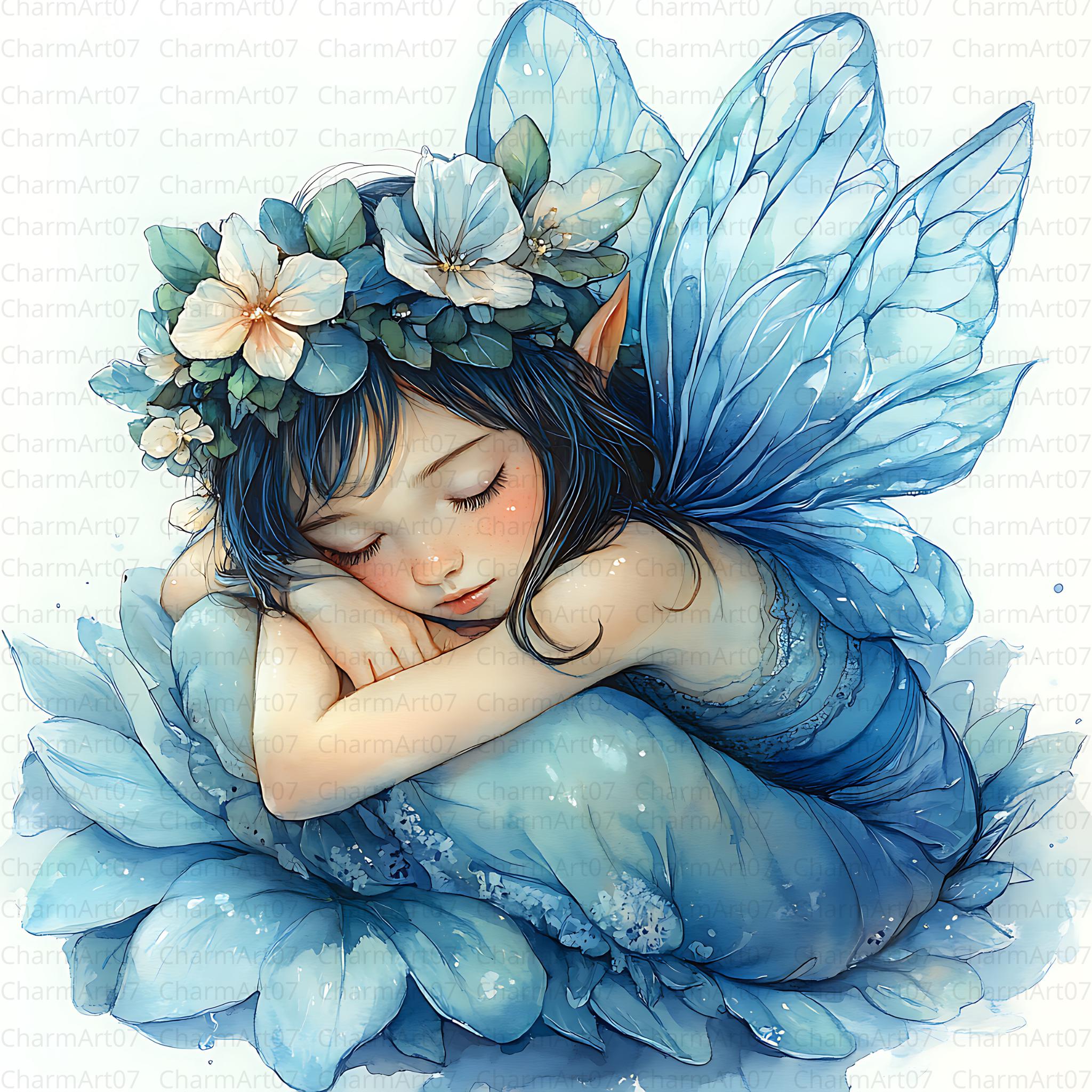 20 Blue Fairy Clipart ,spring Fairies Clip Art, Watercolor Fairies ...