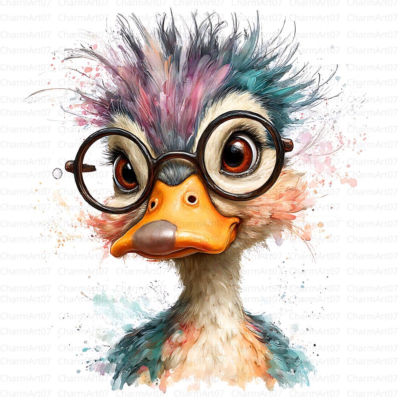 Quirky Duck Watercolor Clipart, Funny Animal Art (digital Download) - Etsy
