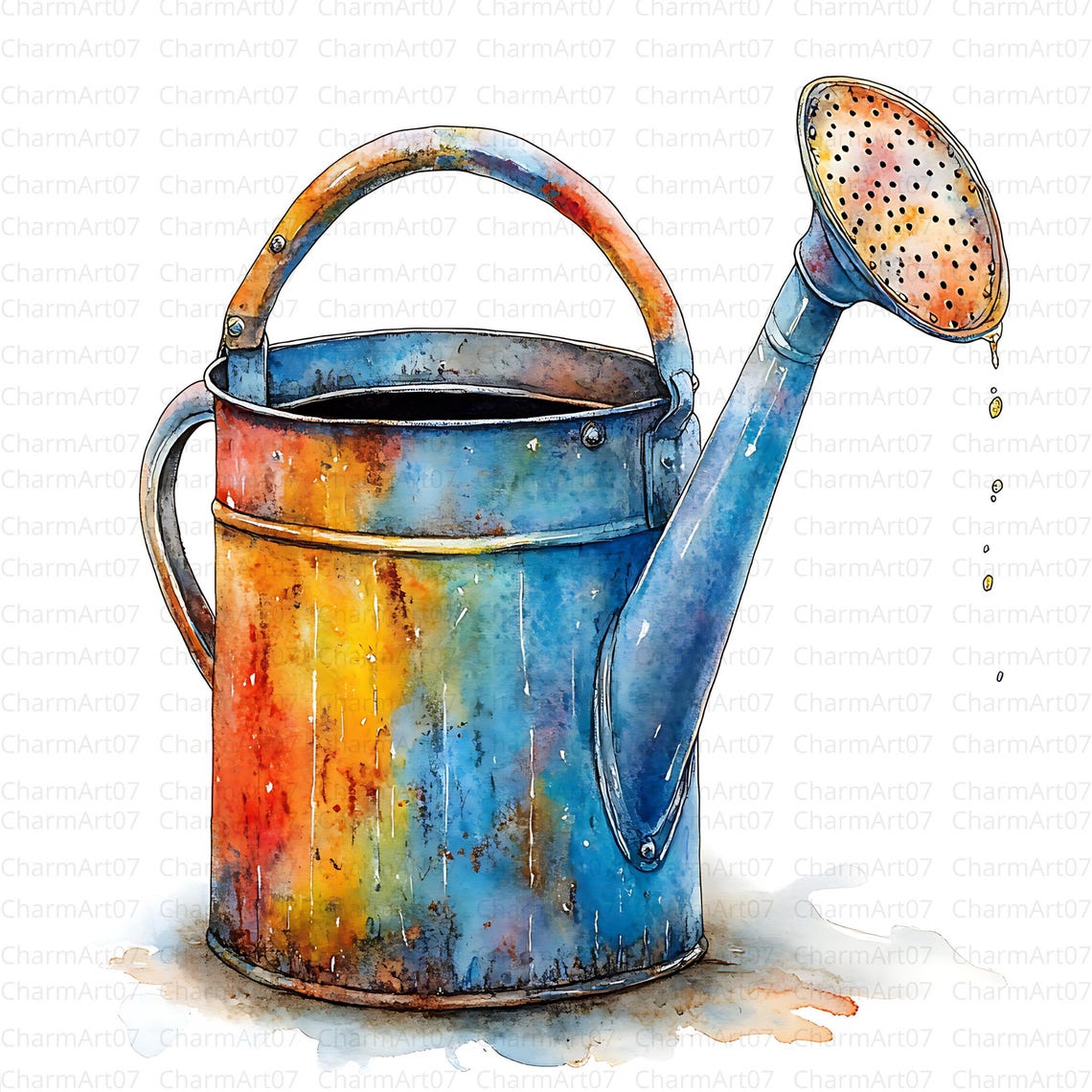10 Watering Can Clipart, Rustic Watering Can, Watercolor Clipart, High ...