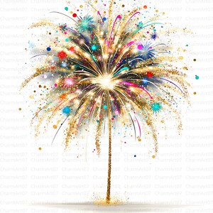 20 Colorful Fireworks Clipart, Rainbow Firecrackers, Sparkling ...