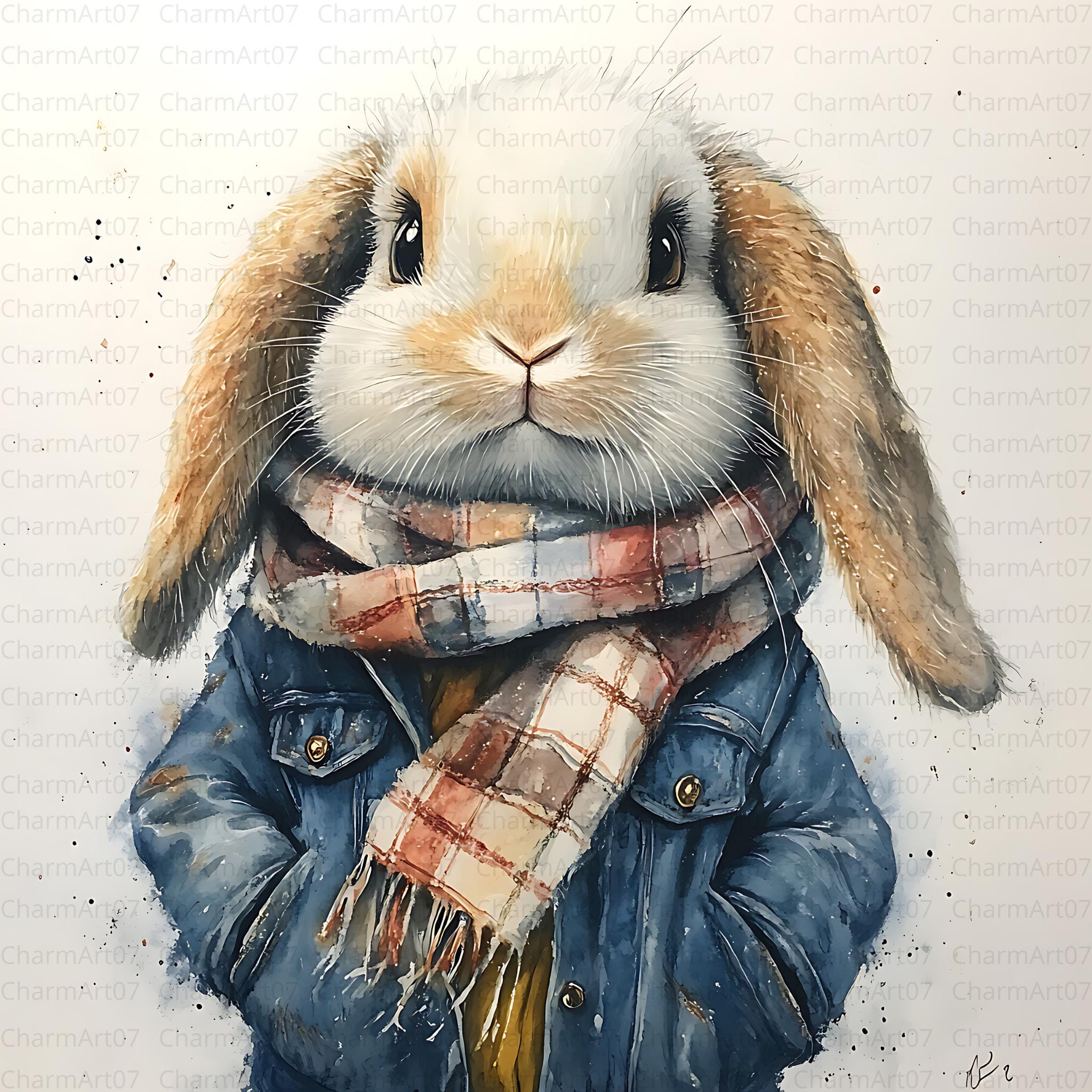 13 Watercolor Bunny Clipart, Rabbit Clipart, Nursery Animal Clipart ...