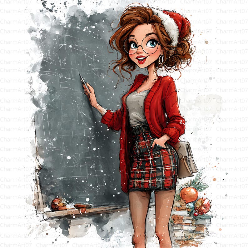 Christmas Teacher Clipart Set, School Stickers (digital Download) - Etsy