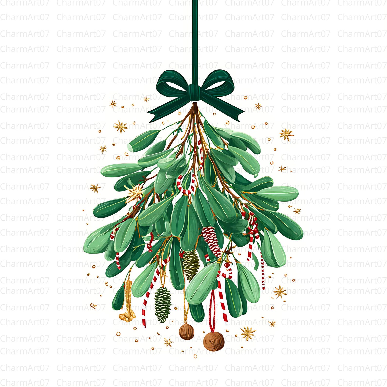 Mistletoe Christmas Clipart, Winter Botanical Watercolor (jpgs) - Etsy