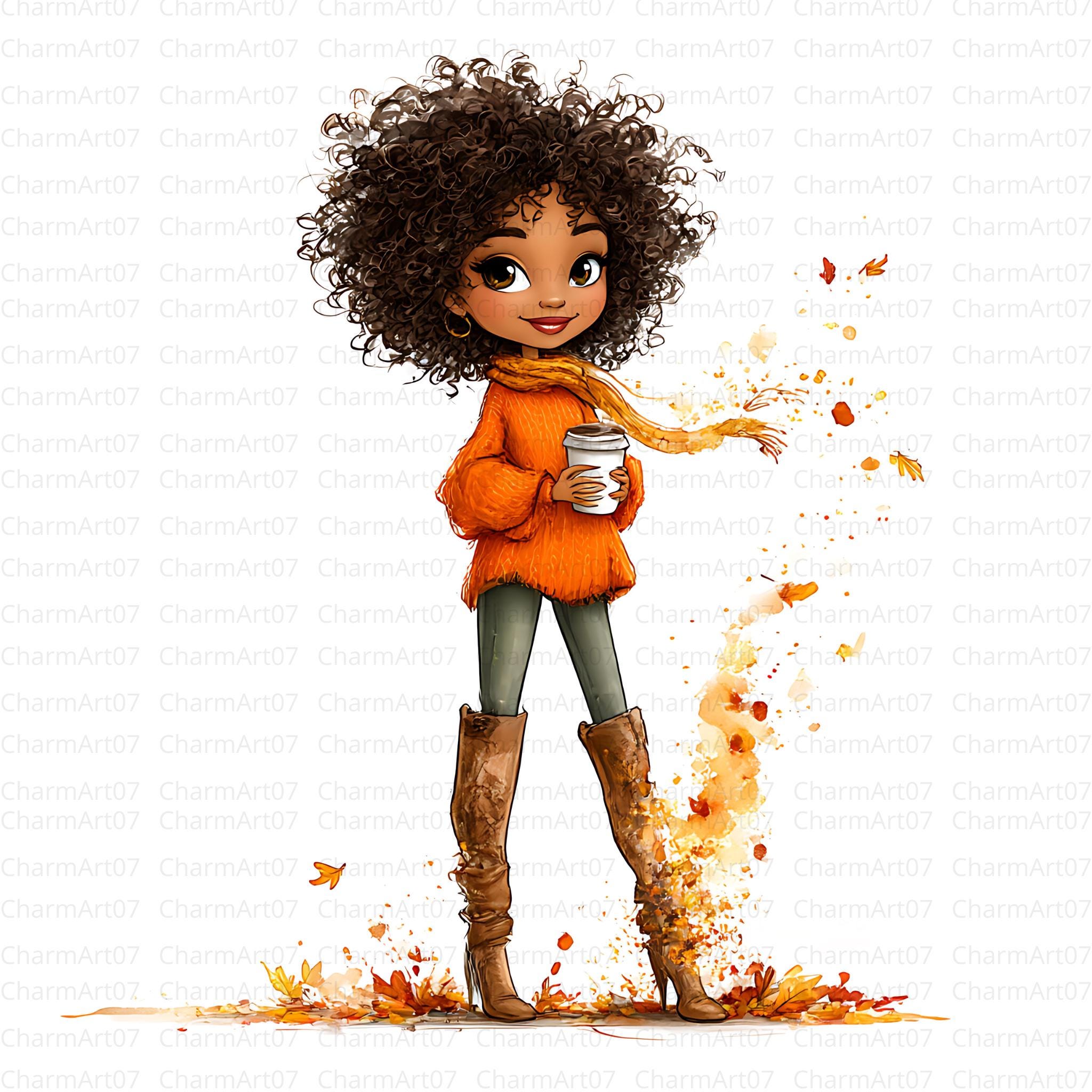 Black Girl Fall Clipart Bundle, Afrocentric Autumn Fashion (JPG) - Etsy