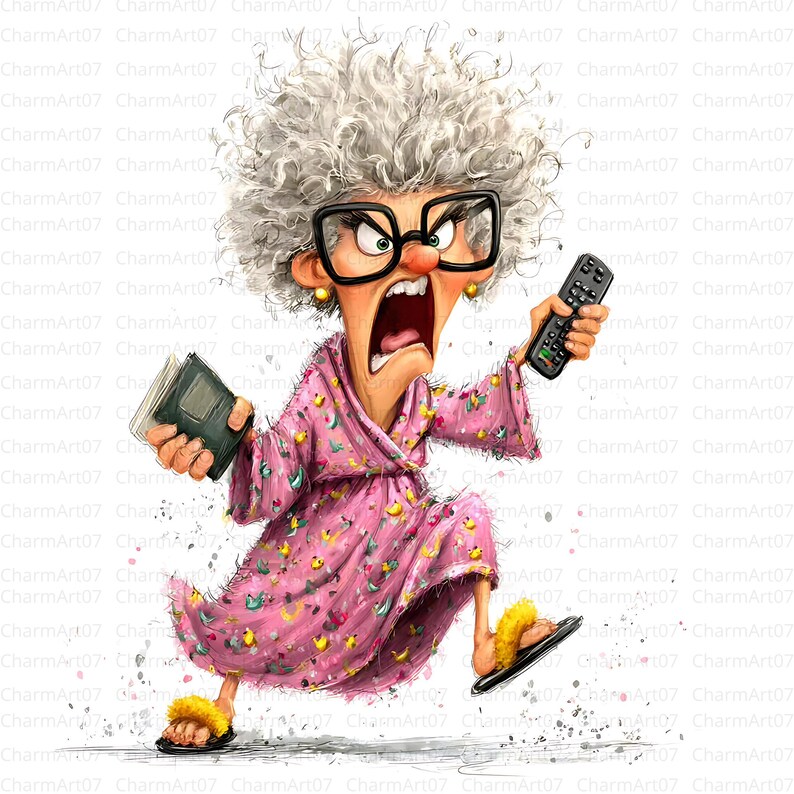 Grumpy Old Lady Clipart: Funny Grandma JPG Images (digital Download) - Etsy