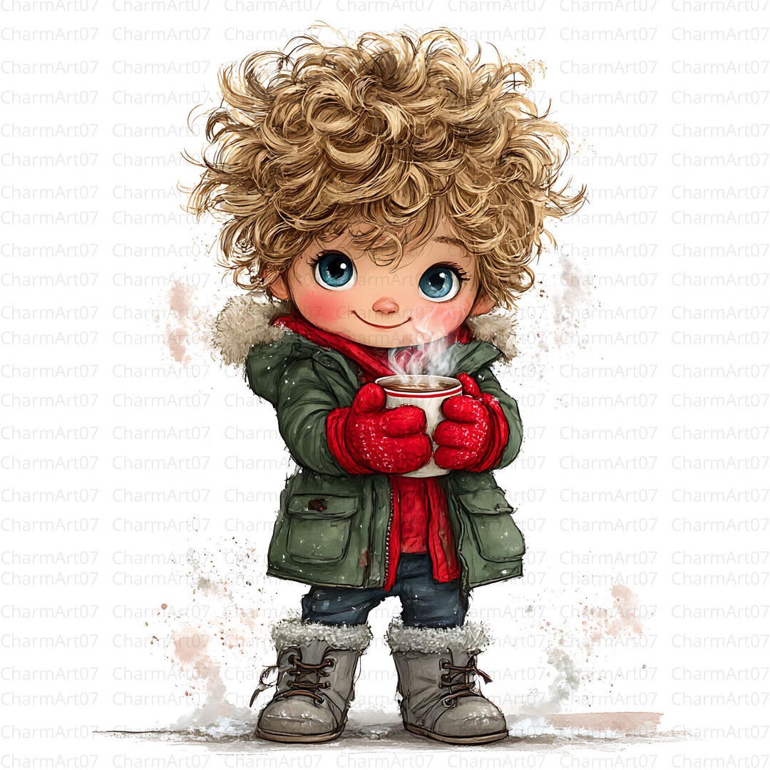Watercolor Winter Kids Clipart Bundle : 20 Christmas Children JPG ...