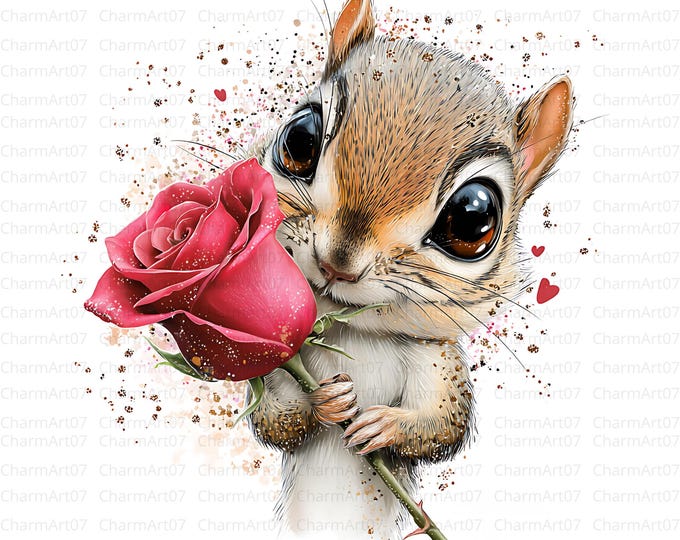 Valentine Squirrel Clipart, 10 JPG Valentines Day Clipart, Valentine ...