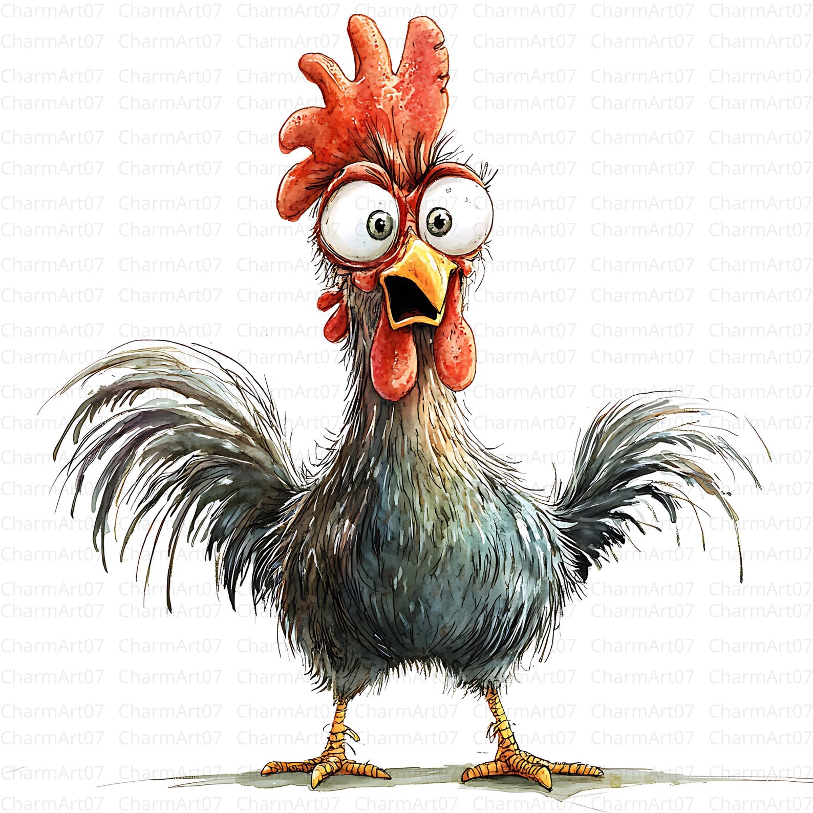 20 Funny Crazy Chicken, Quirky Cartoon Rooster Clipart, High Quality ...