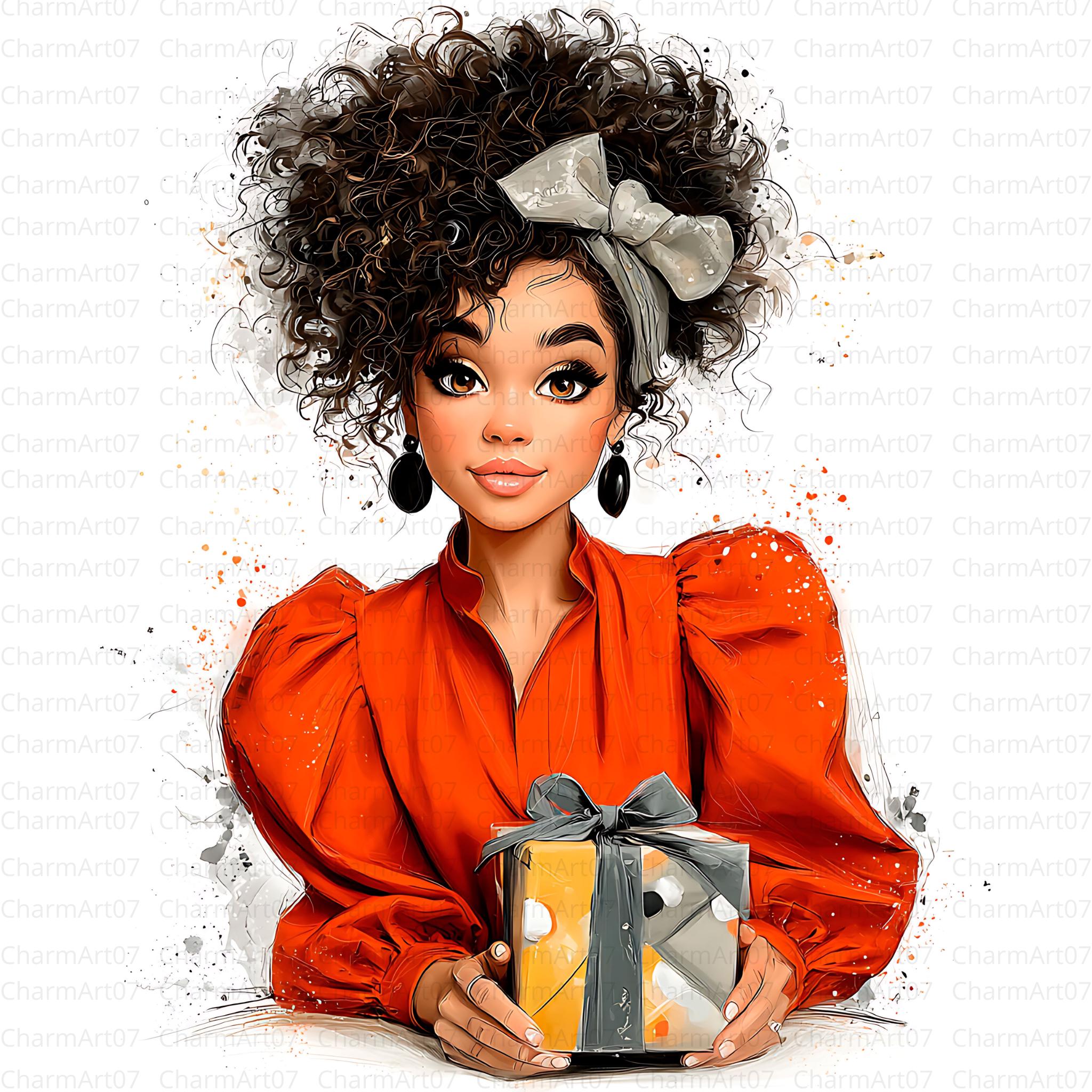 African American Women Clip Art: Watercolor Style Illustrations (JPG ...