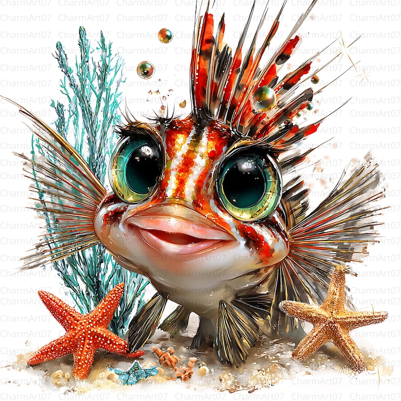 15 Cartoon Fish Clipart, Watercolor Fish, Fantasy Rainbow Fish, Cute ...