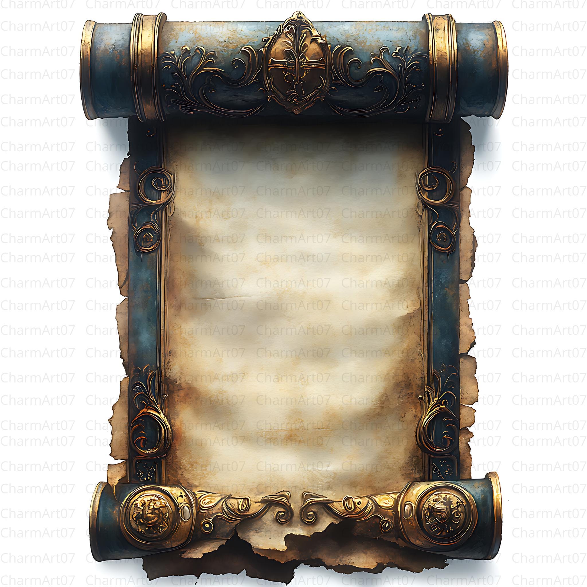 30 Medieval Scroll Clipart, Vintage Scroll, Printable Watercolor ...