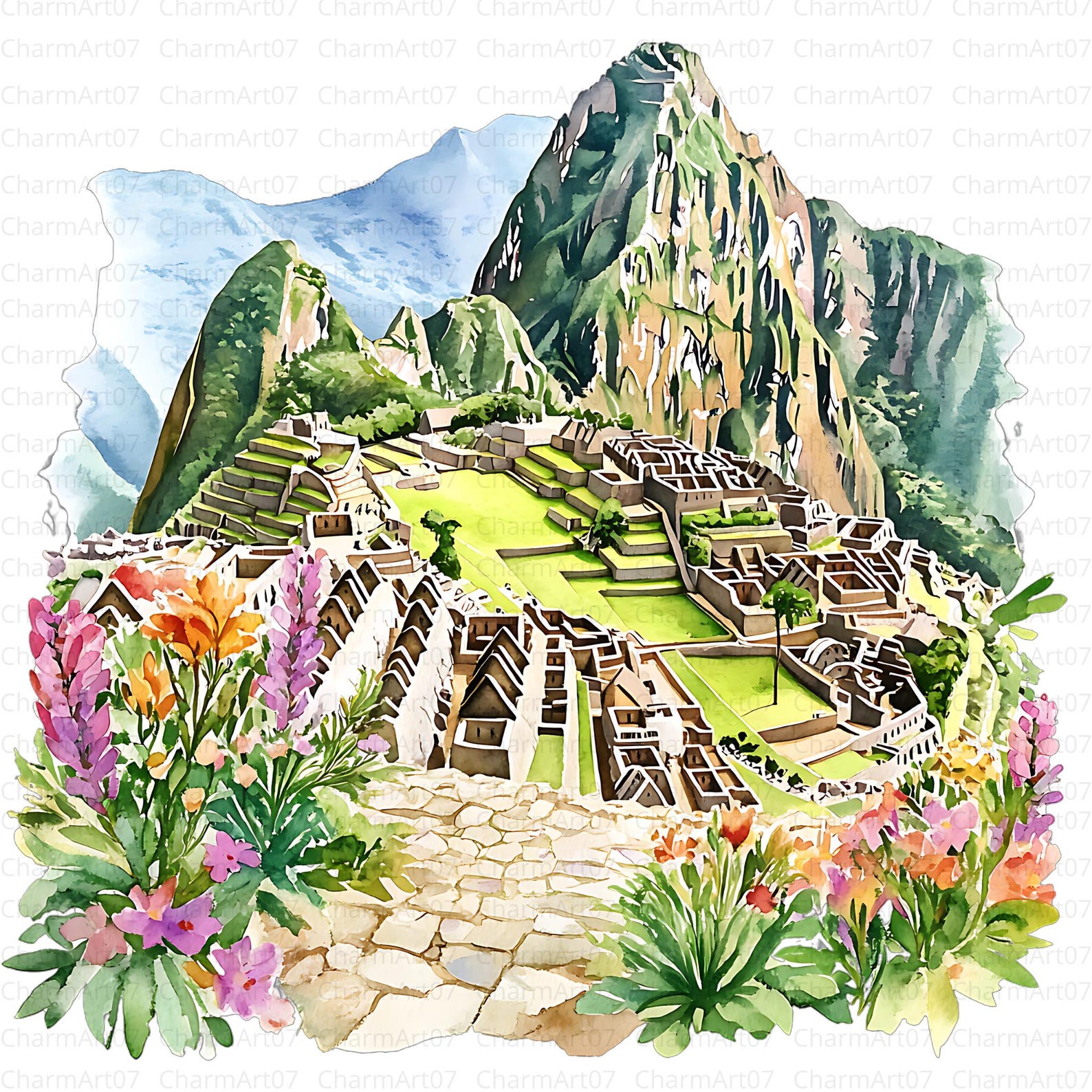 17 Machu Picchu Watercolor Clipart, High-quality Pngs, Watercolor Lost ...