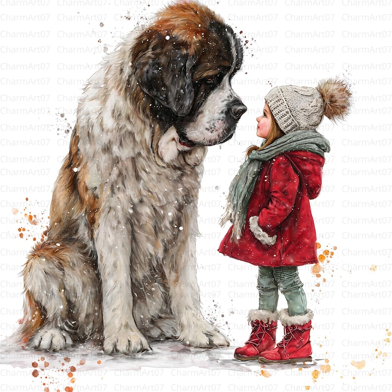 20 Watercolor Girl and Dog Clipart: Nursery Art Illustrations (jpgs ...