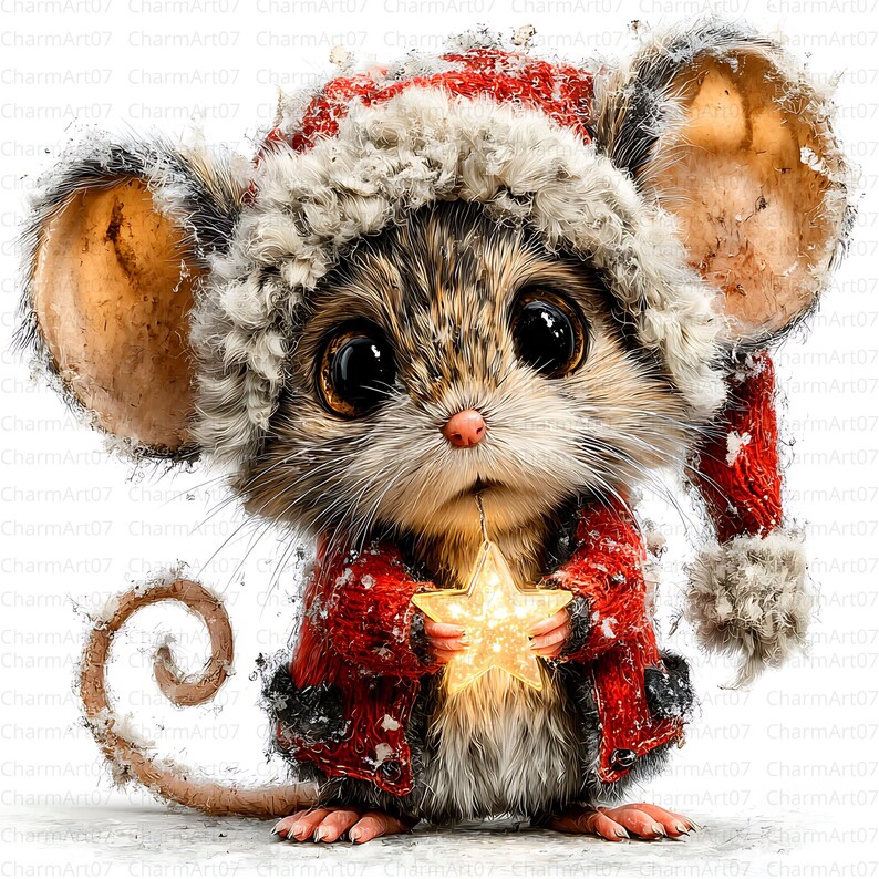 Christmas Mouse Clipart Bundle: Watercolor Card Graphics (digital ...