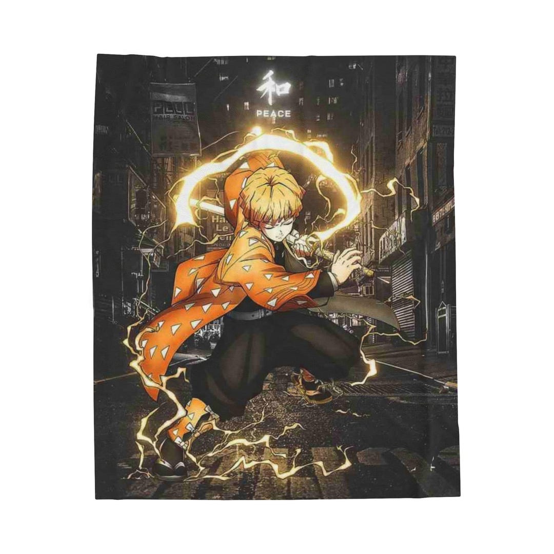 Velveteen Plush Blanket With Zenitsu Demon Slayer - Etsy