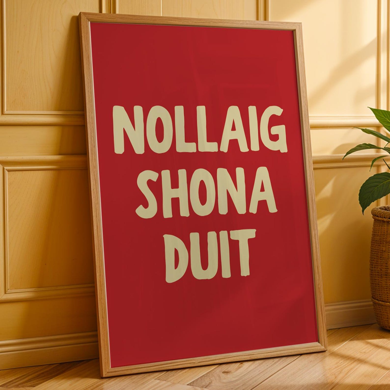 Nollaig Shona Duit Print | Irish Christmas Printable | Red Christmas ...