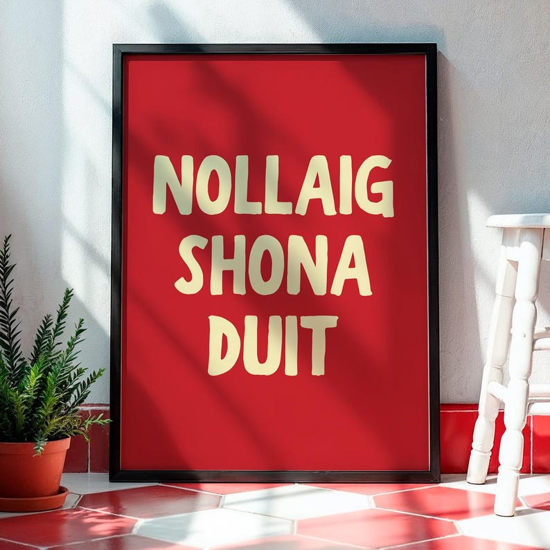 Nollaig Shona Duit Print | Irish Christmas Printable | Red Christmas ...
