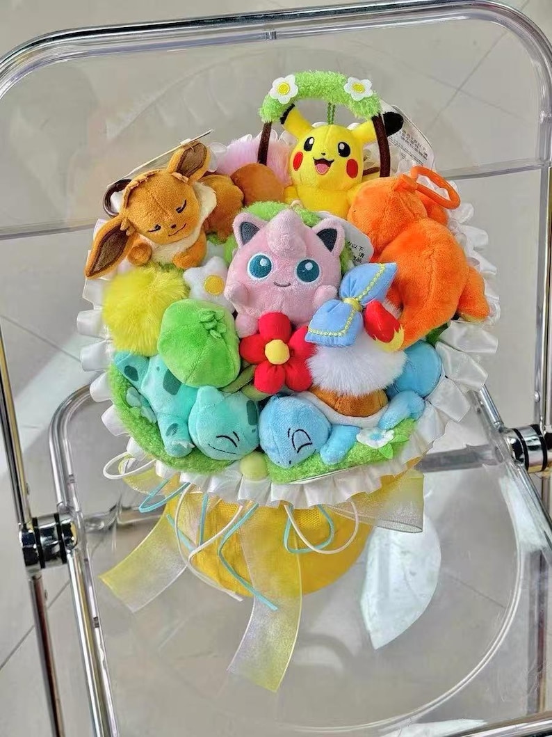Pokemon Plush Bouquet | Pikachu Eevee Charmander Jigglypuff Squirtle ...
