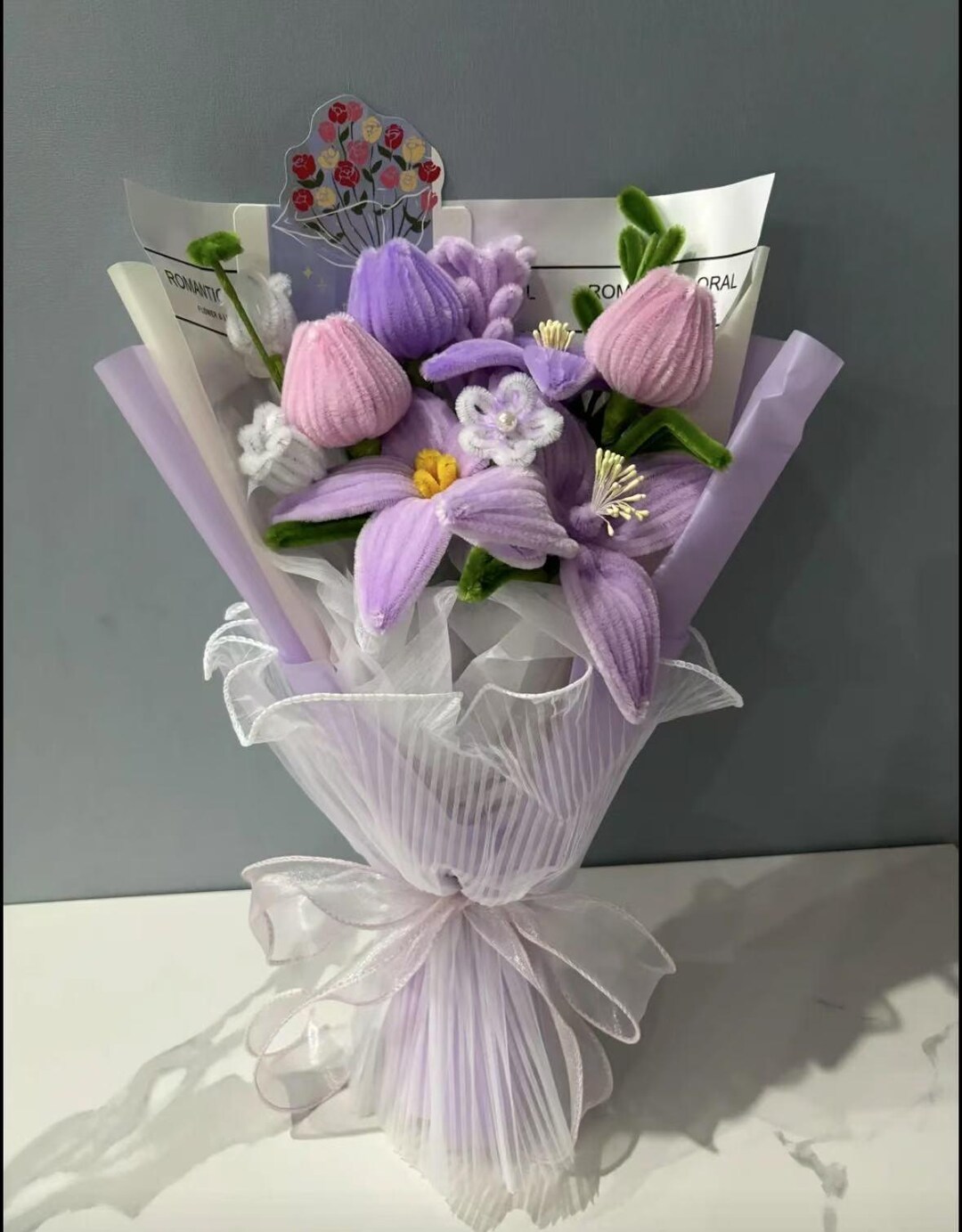 Pipe Cleaner Flowers, Anniversary Gift, Colorful Fake Flowers ...