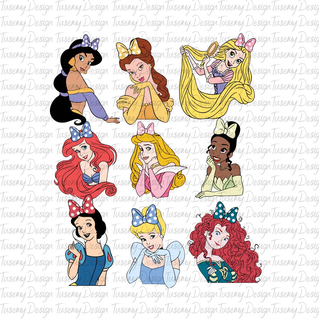Disney Princess Characters Bundle Png, Disney Princess Png, Princesses ...
