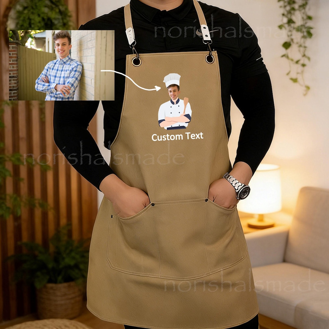 Custom Chef Avatar Apron - Personalized Photo & Text DIY Kitchen Apron ...