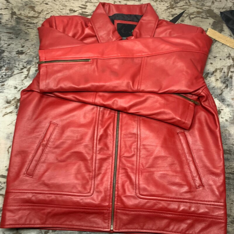 Red Leather Jacket - Etsy