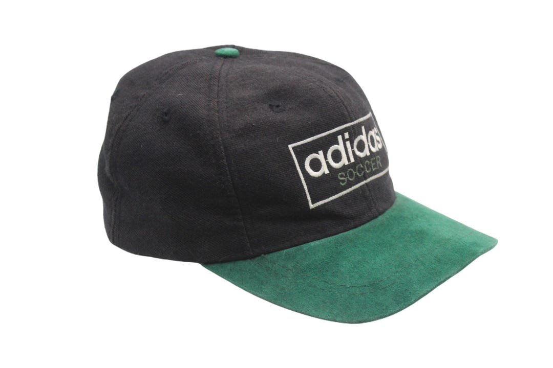 Vintage Adidas Soccer Cap Big Logo Black Green 90s Hat Sport Style ...