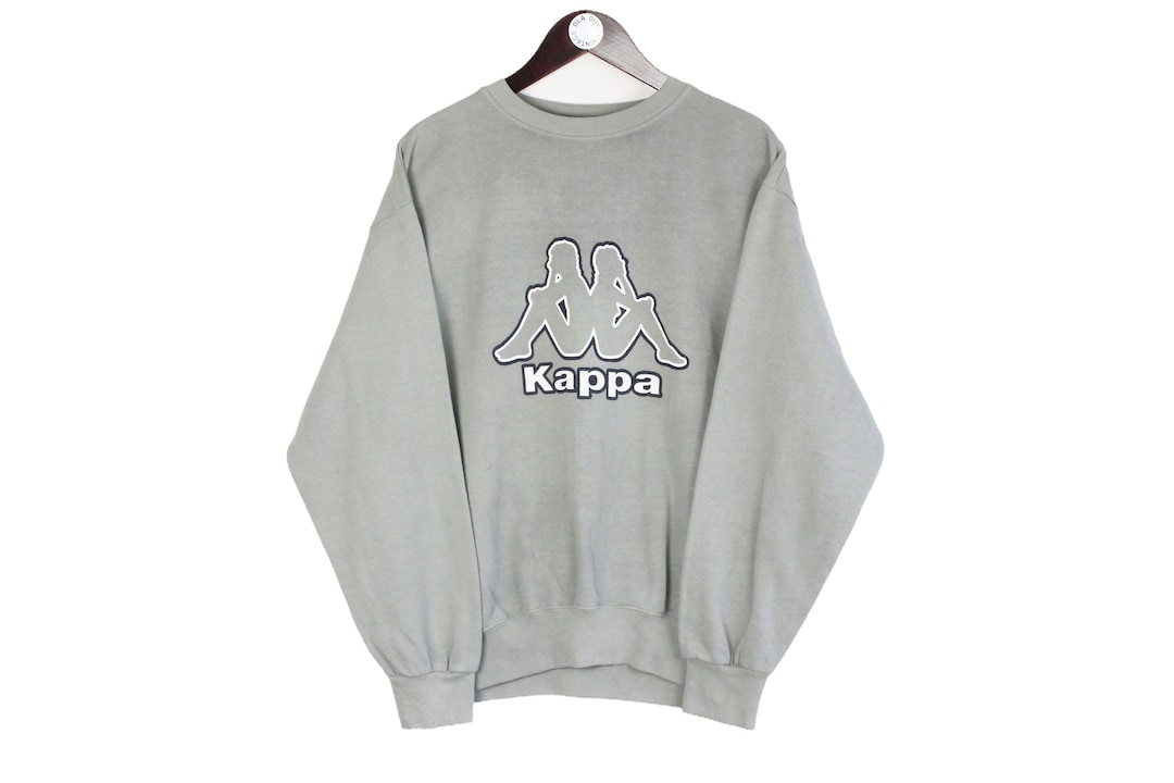 Vintage Kappa Sweatshirt Size M Big Logo Gray 90s Sport Style Crewneck ...
