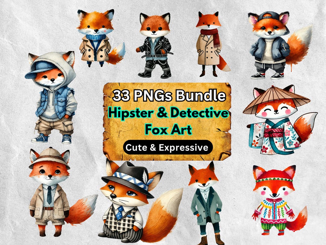 Watercolor Fox Clipart | 33 Cute Woodland Animal Pngs (digital Download ...
