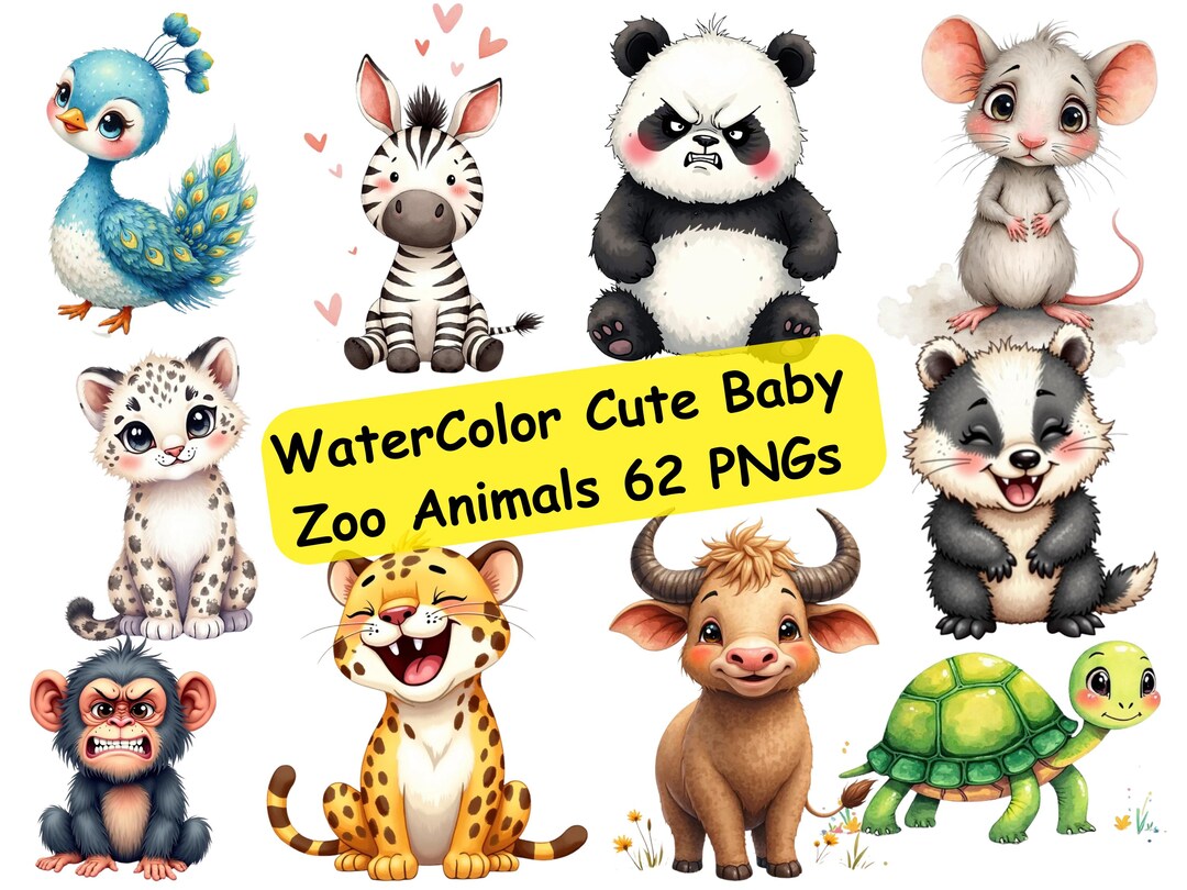 Cute Zoo Animals Clipart | Jungle & Safari PNG | Lion, Giraffe, Dog ...