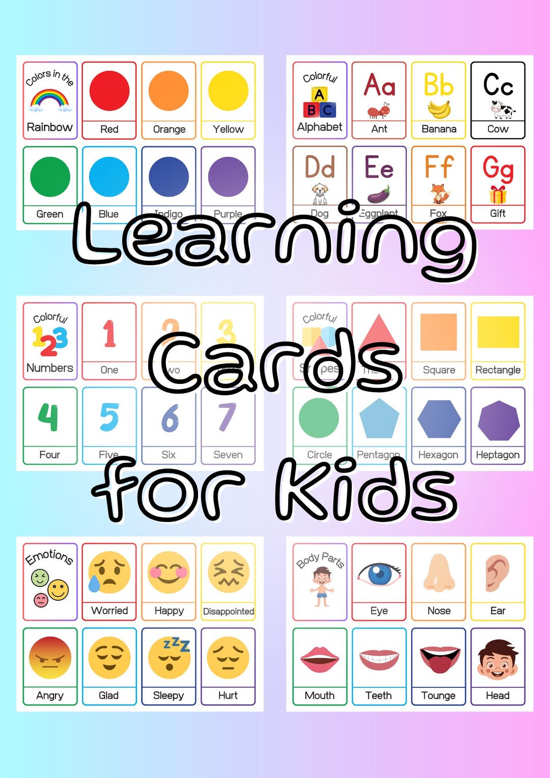Printable Learning Flashcards for Kids – Colors, Shapes, Numbers ...