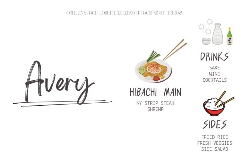Customizable Menu (hibachi Example) - Etsy