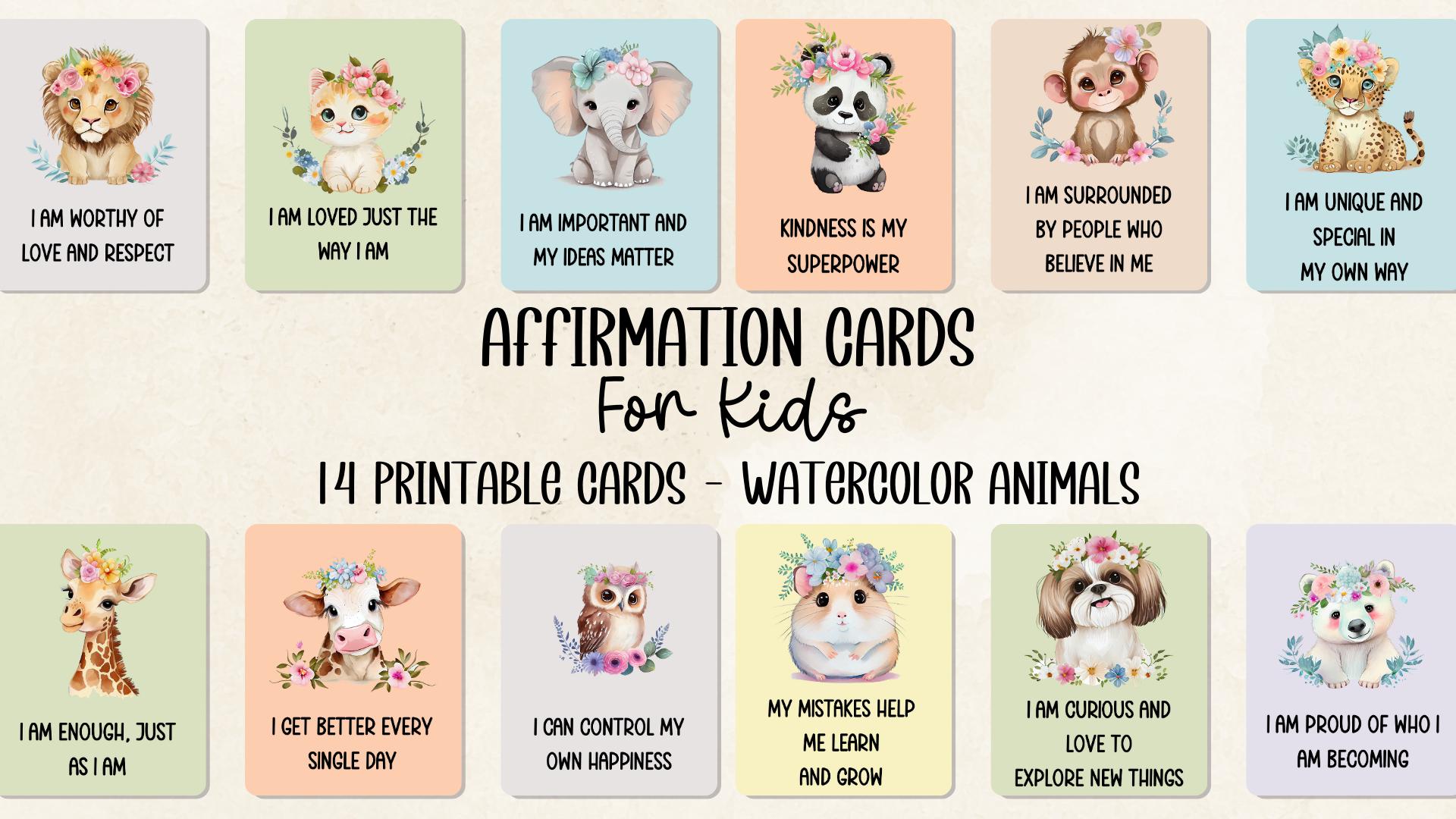 Affirmation Cards for Kids Printable Kids Affirmation Cards Positive ...