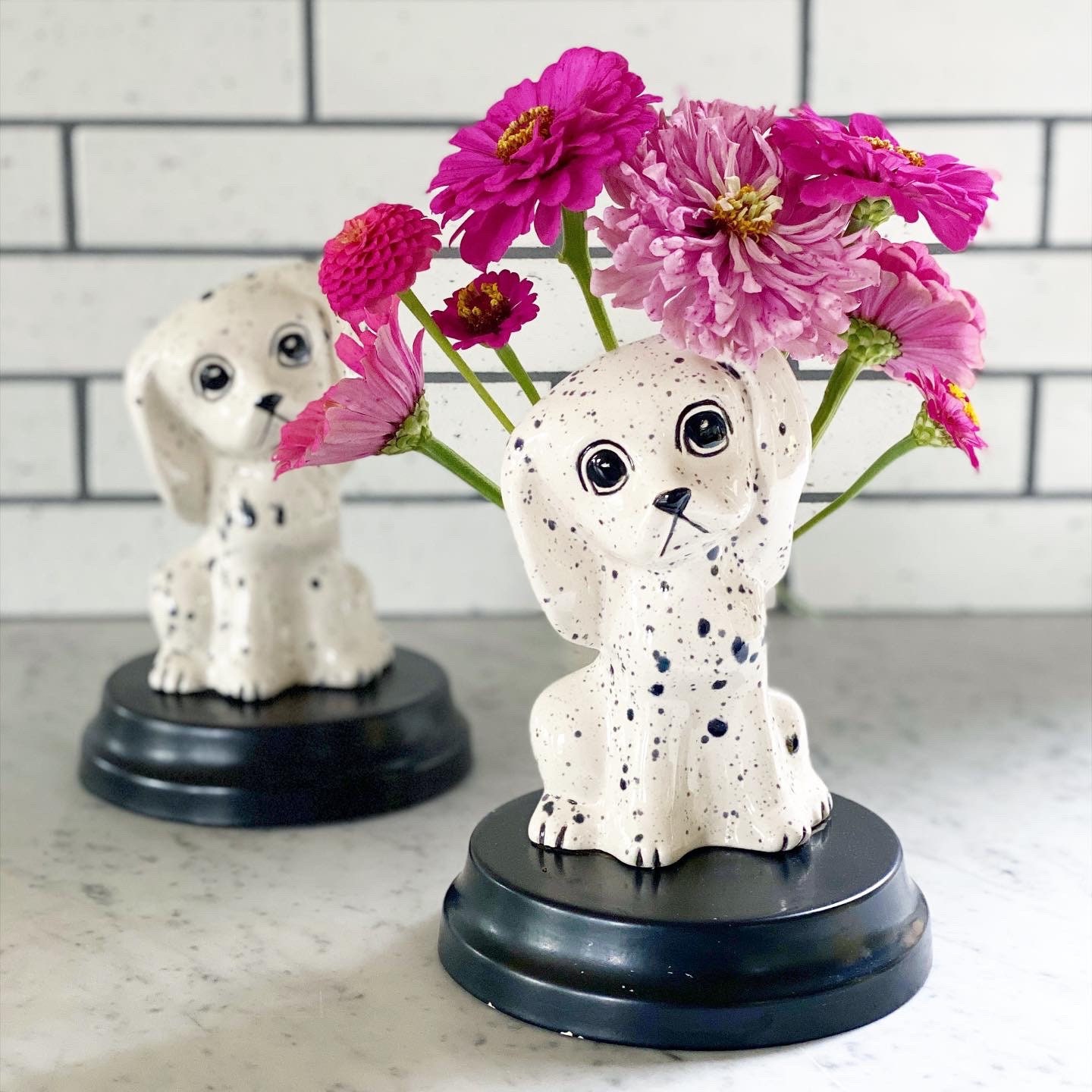 Pair of Ceramic Vintage Dog Vases | Etsy