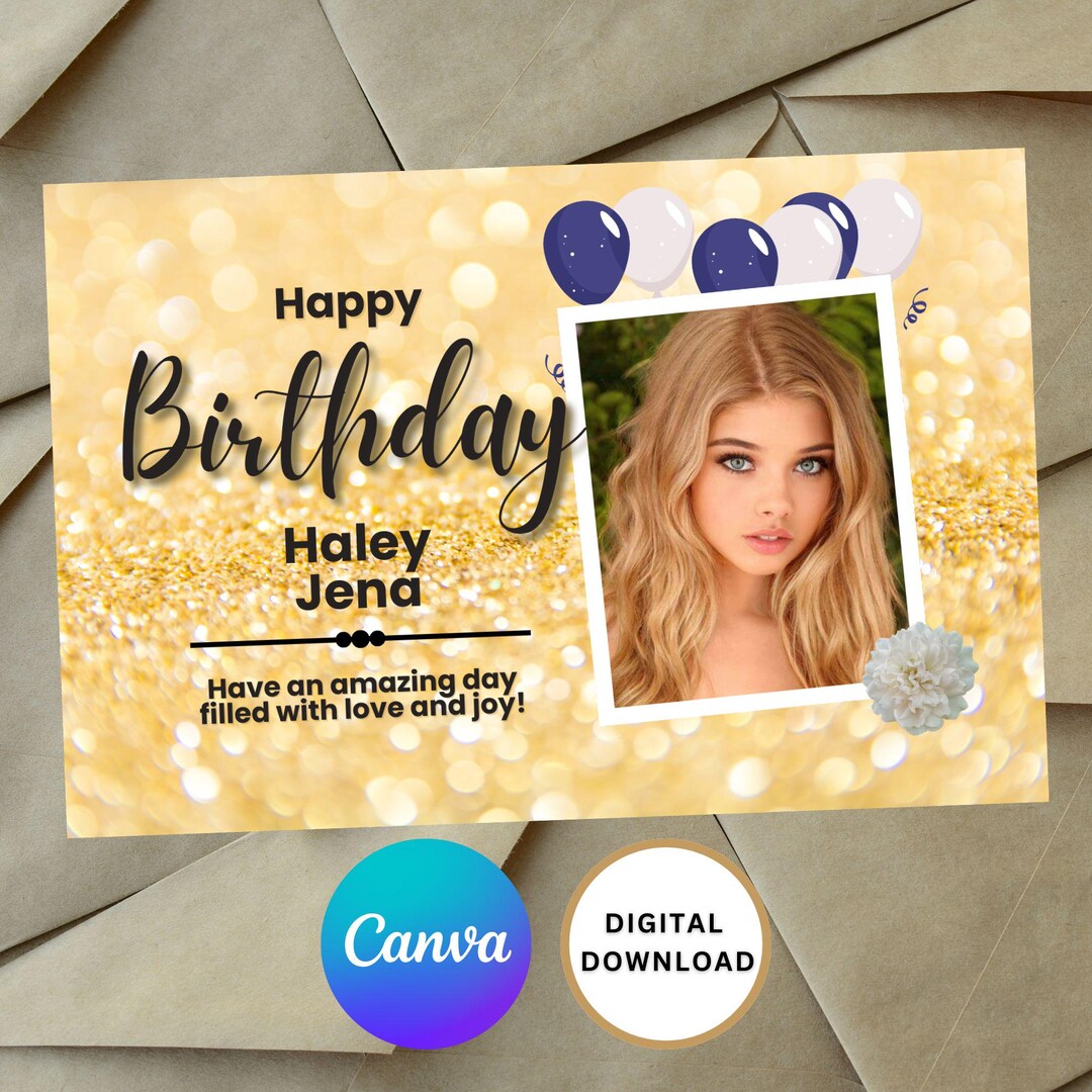 Custom Birthday Card Canva, Birthday Card Template, Birthday Card ...
