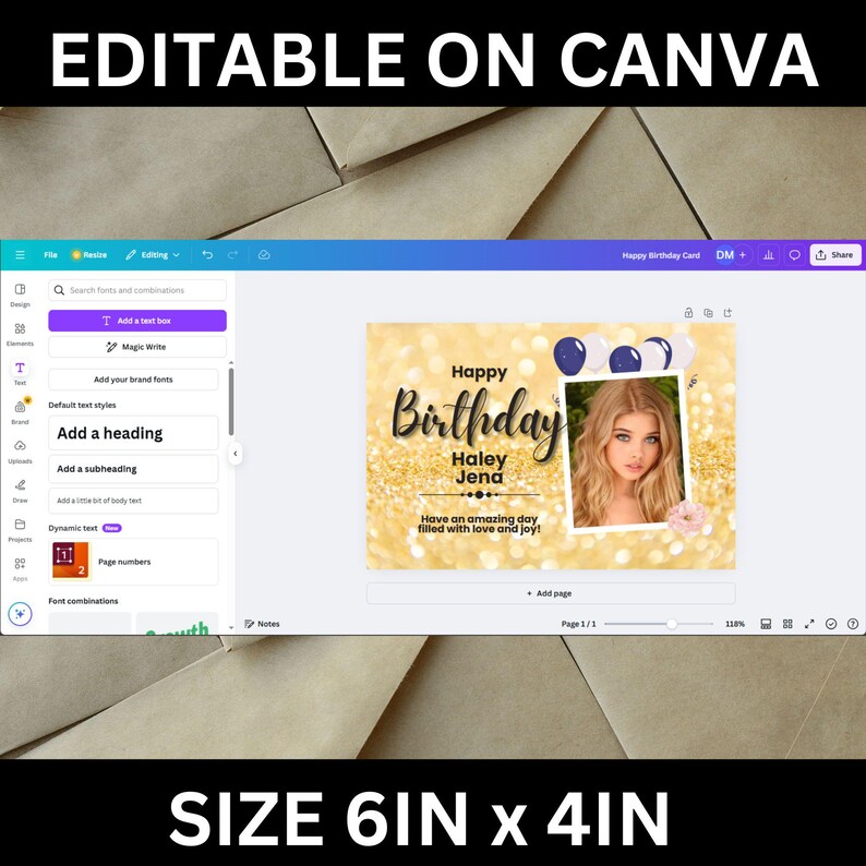 Custom Birthday Card Canva, Birthday Card Template, Birthday Card ...