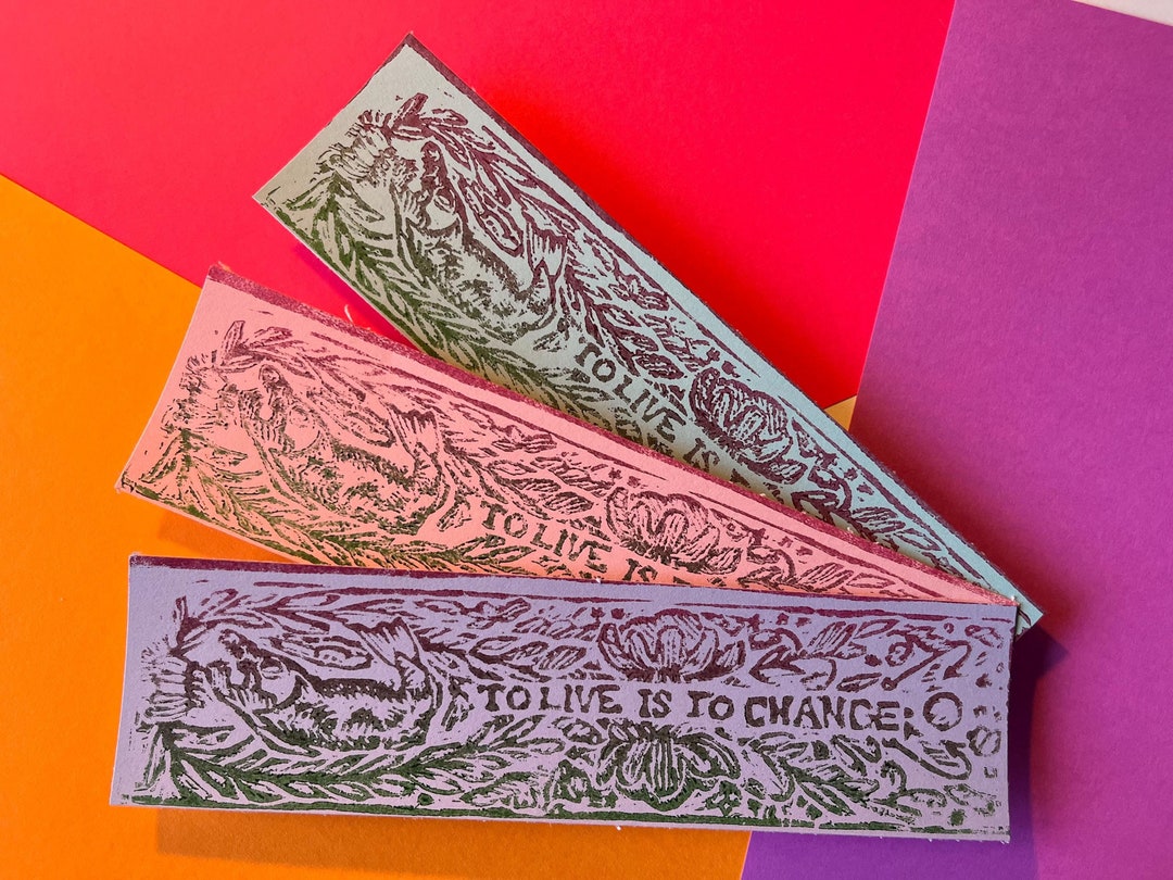 Handmade Block Print Fish Bookmark “to Live is to Change” - Etsy