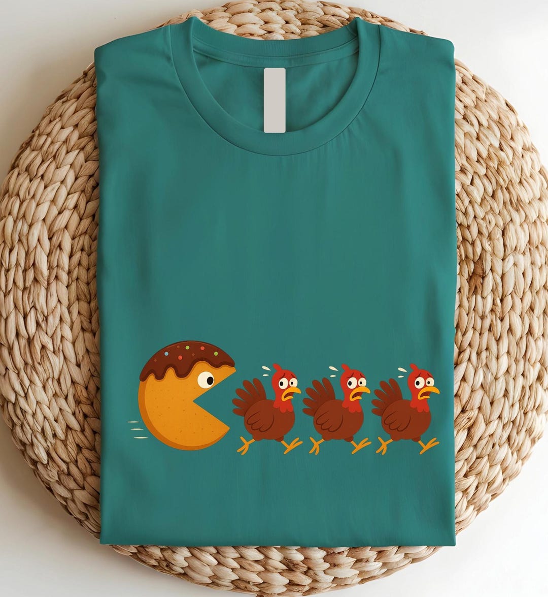 Funny Donut Chaser T-shirt: Retro Food Graphic Tee Chasing Chickens - Etsy
