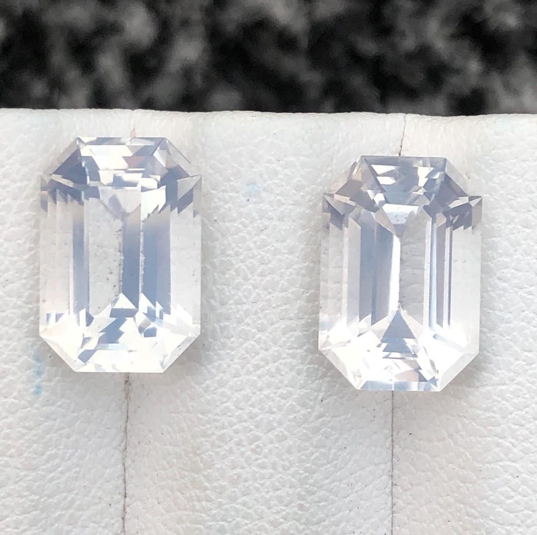8.2 Carat Natural Milky Quartz Pair Emerald Cut Loose Gemstone ...