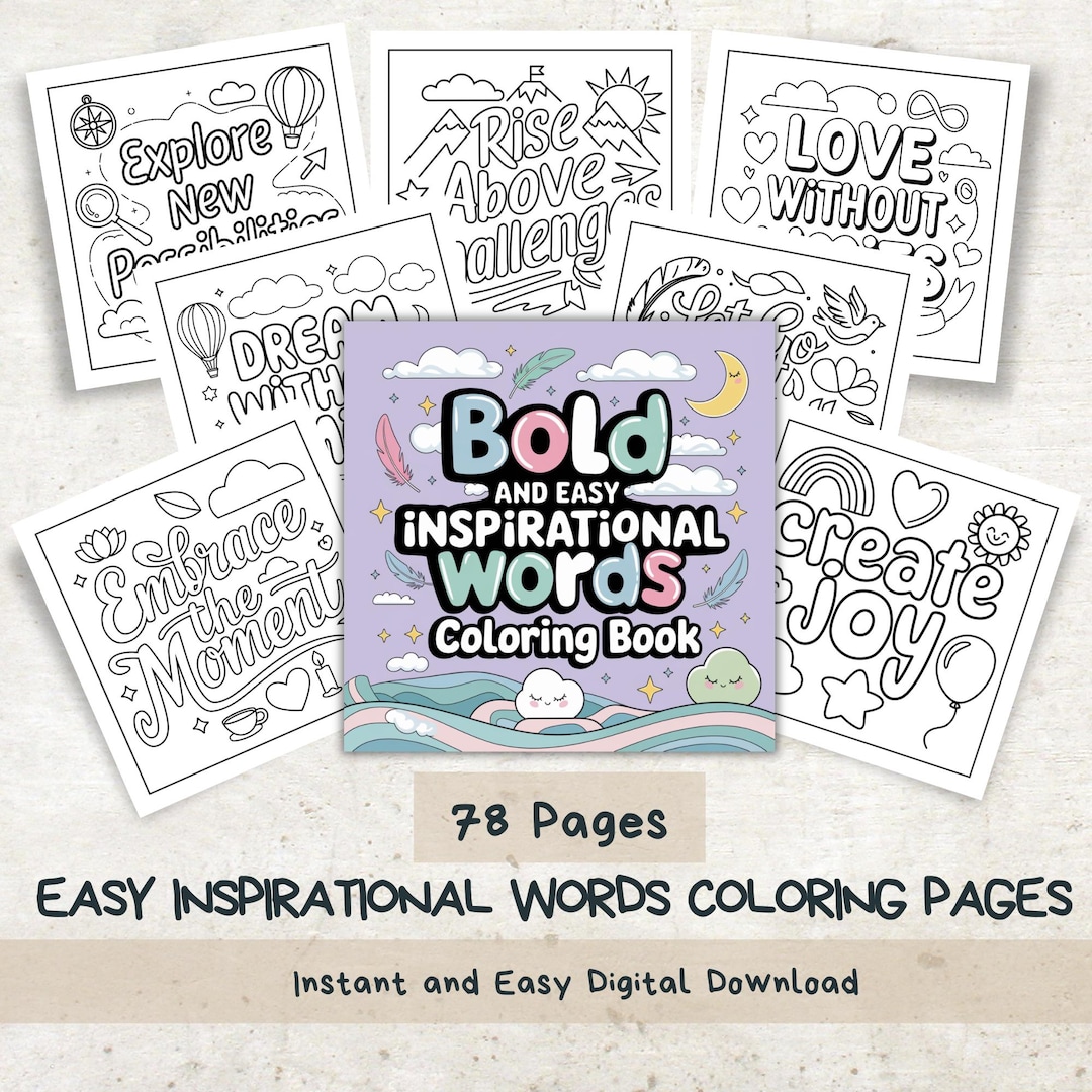 Easy Inspirational Words Coloring Pages | 78 Coloring Pages | Positive ...