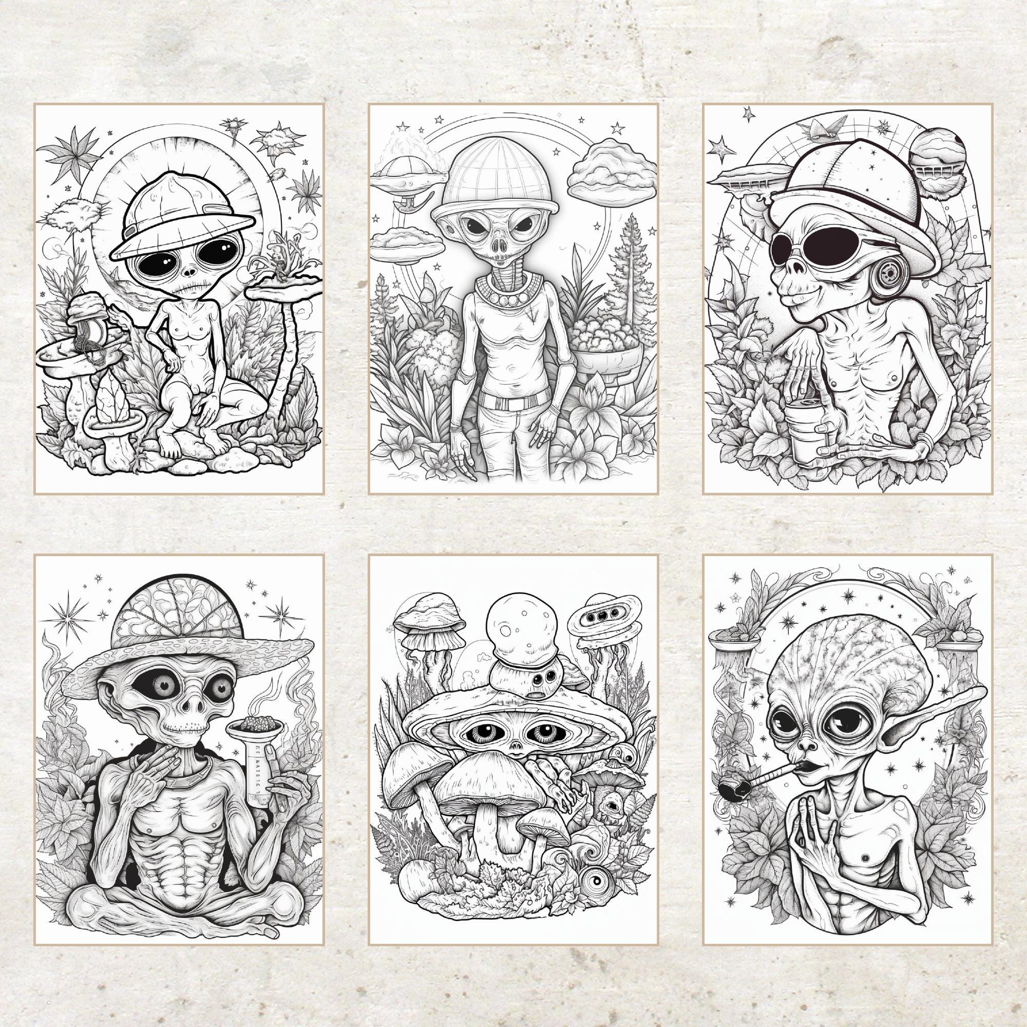 Alien Stoner Coloring Book | 55 Coloring Pages | Alien Coloring Pages ...