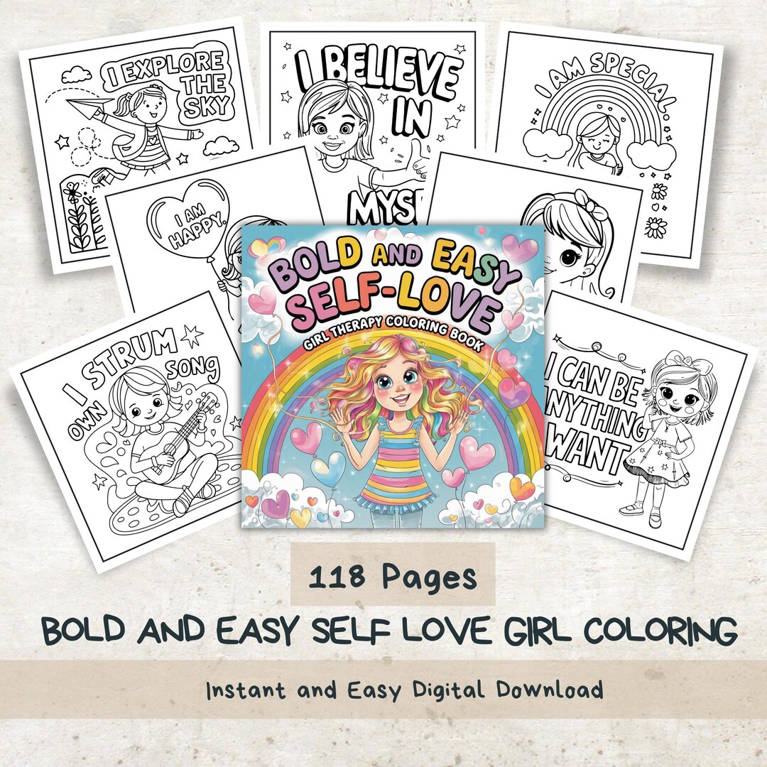 Bold and Easy Self Love Girl Coloring Book | 118 Coloring Pages ...