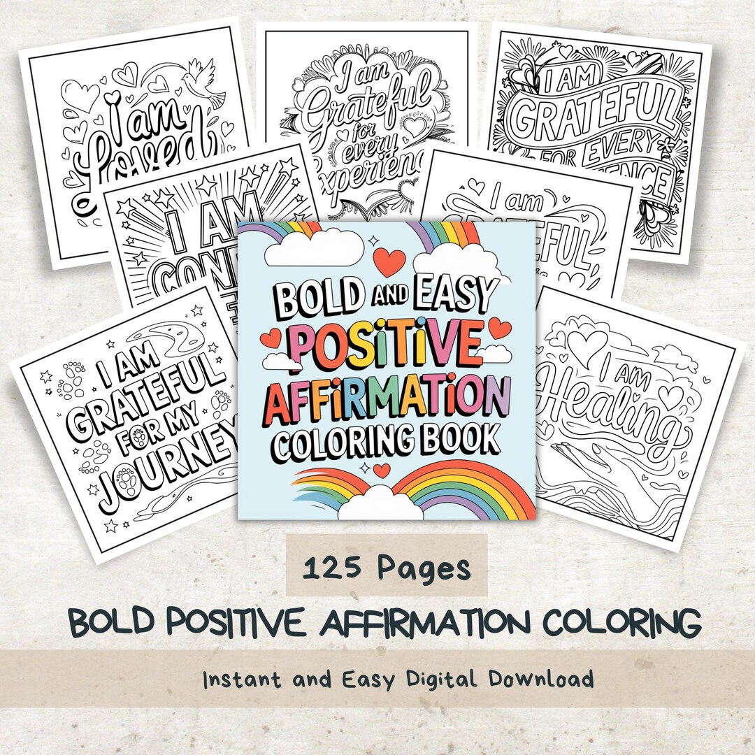 Positive Affirmation Coloring Book | 125 Coloring Pages | Positive ...