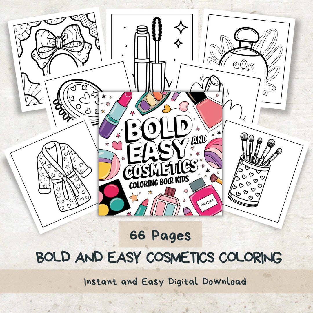 Bold and Easy Cosmetics Coloring Book | 66 Coloring Pages | Cute ...