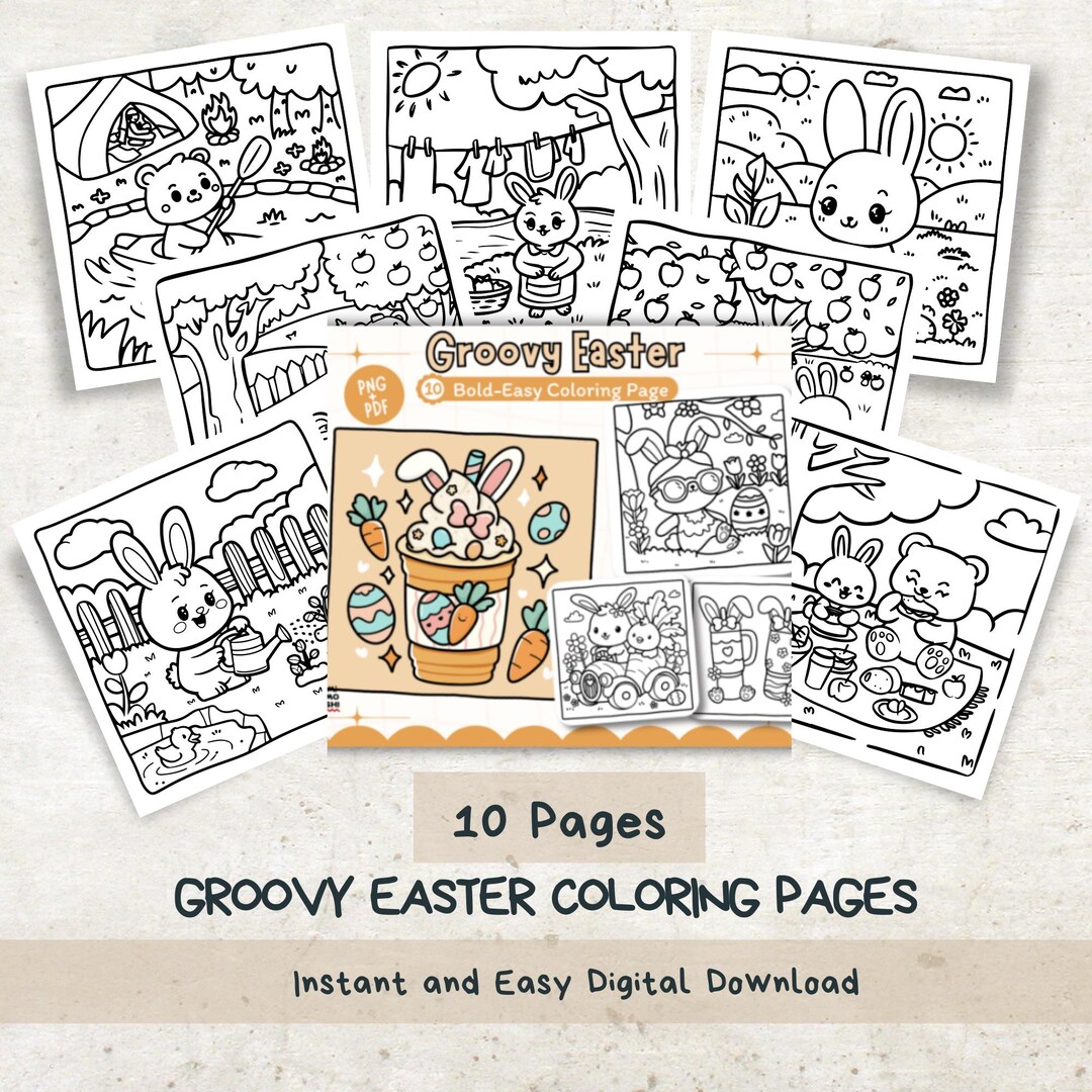 Groovy Easter Coloring Pages | 10 Coloring Pages | Easter Bunny ...