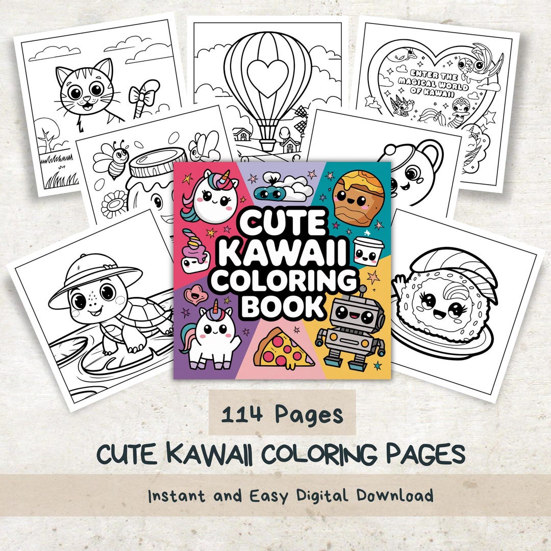 Cute Kawaii Coloring Book | 140 Coloring Pages | Kawaii Coloring Pages ...