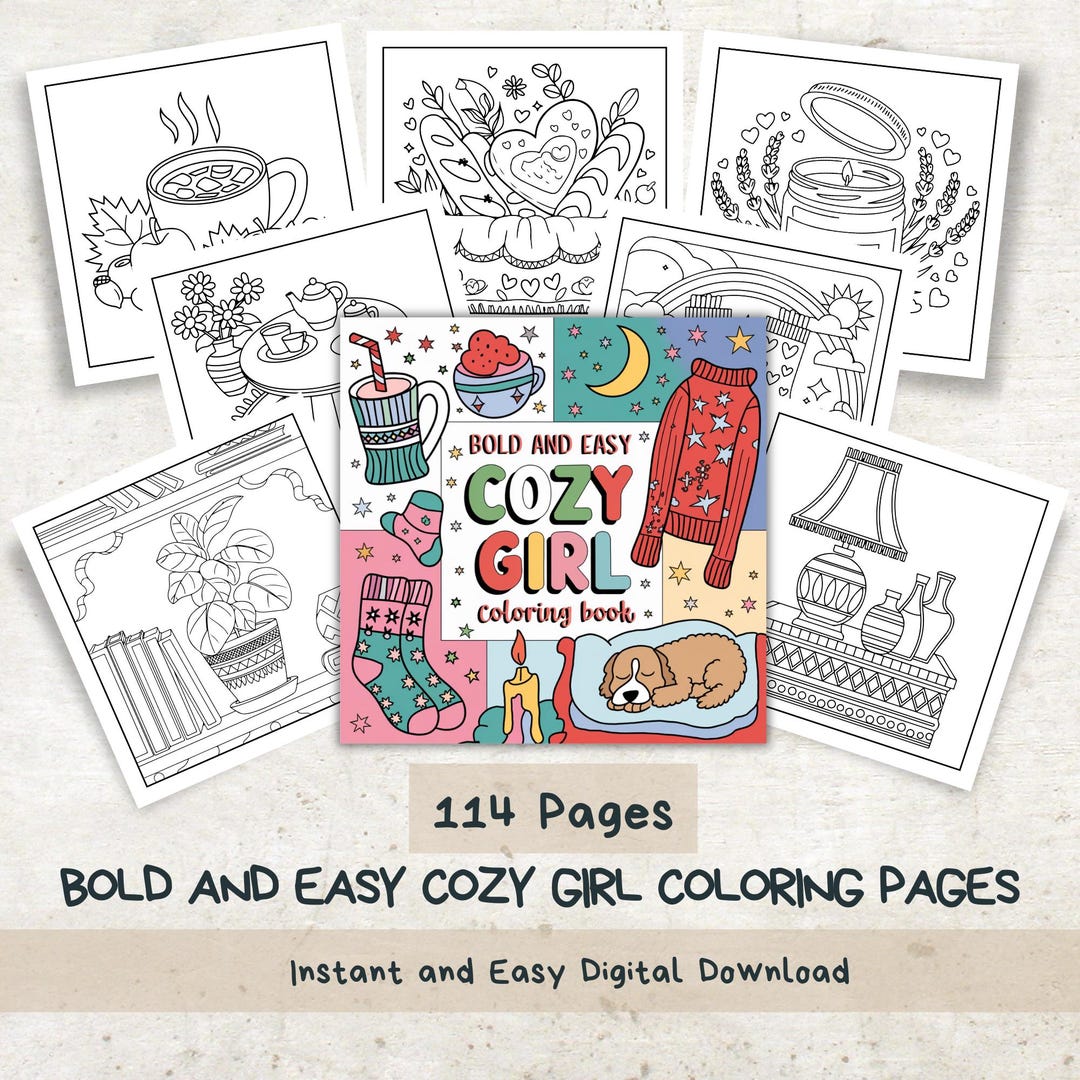 Bold and Easy Cozy Girl Coloring Pages | 114 Coloring Pages | Girl Art ...