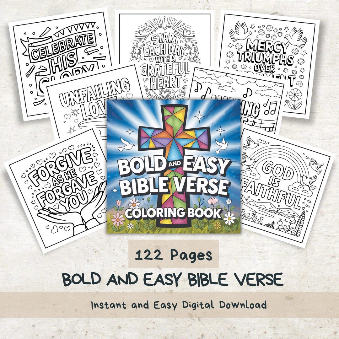 Bold and Easy Bible Verses Coloring Book | 122 Coloring Pages | Bible ...