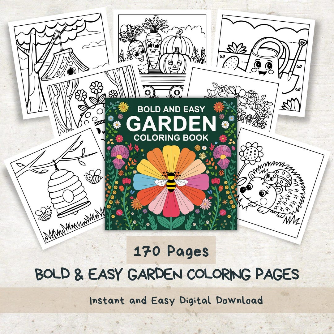Bold and Easy Garden Coloring Book | 170 Coloring Pages | Garden ...